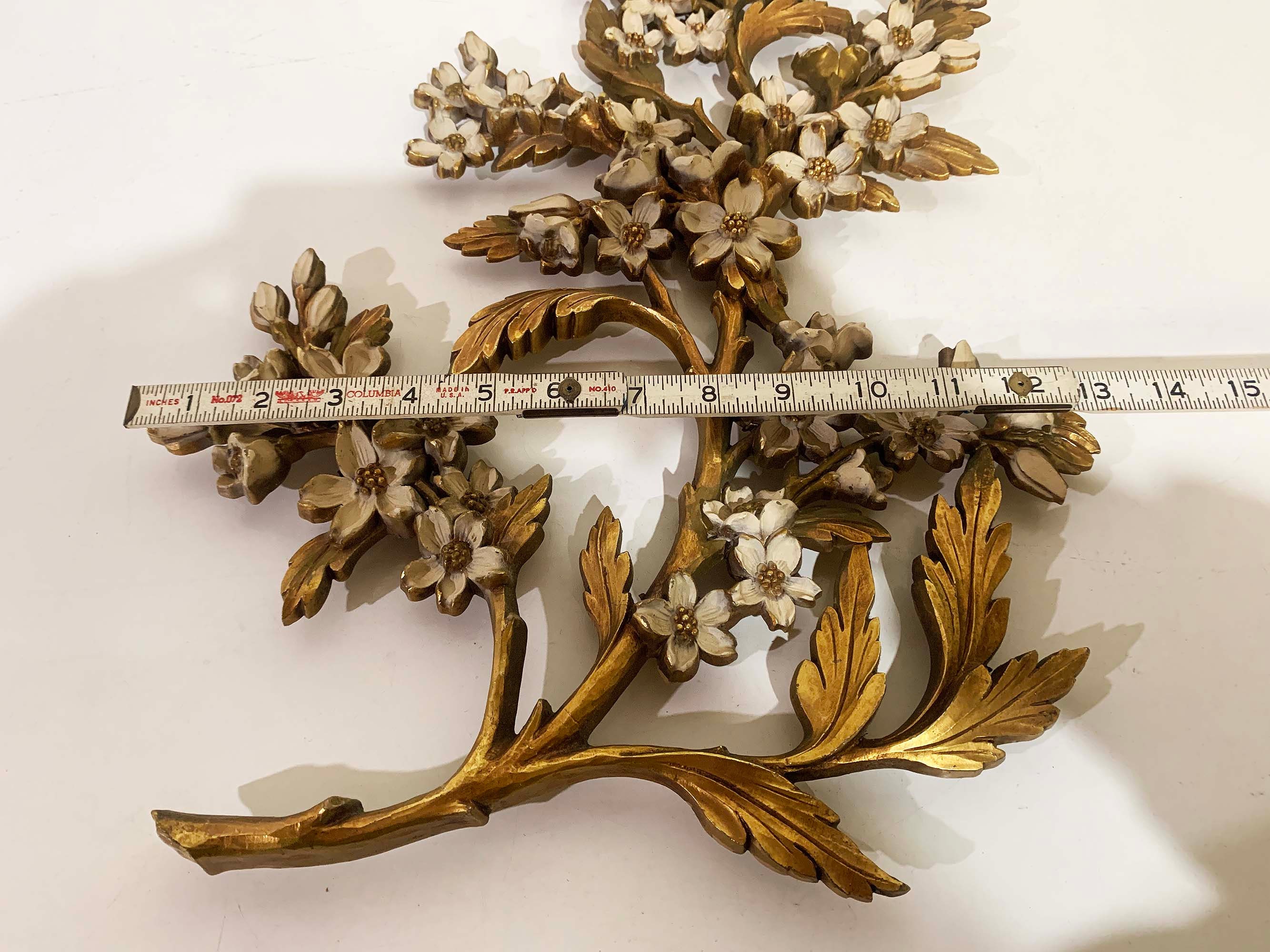 Vintage Syroco Plastic Gold Flower Branch Wall Hanging Floral Cherry ...