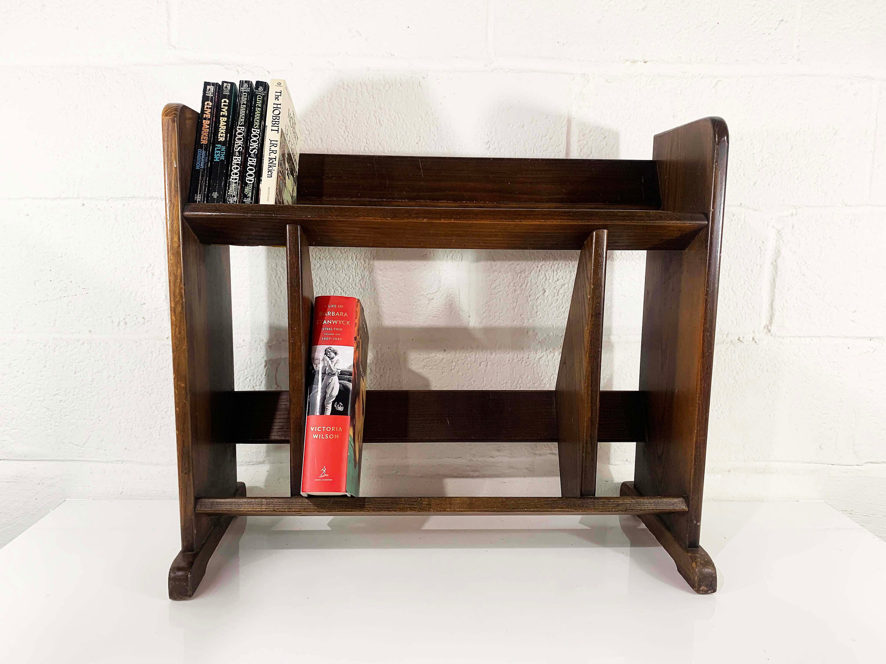 Vintage Wooden Book Stand Shelf Storage Mid-Century Retro Mantique MCM ...