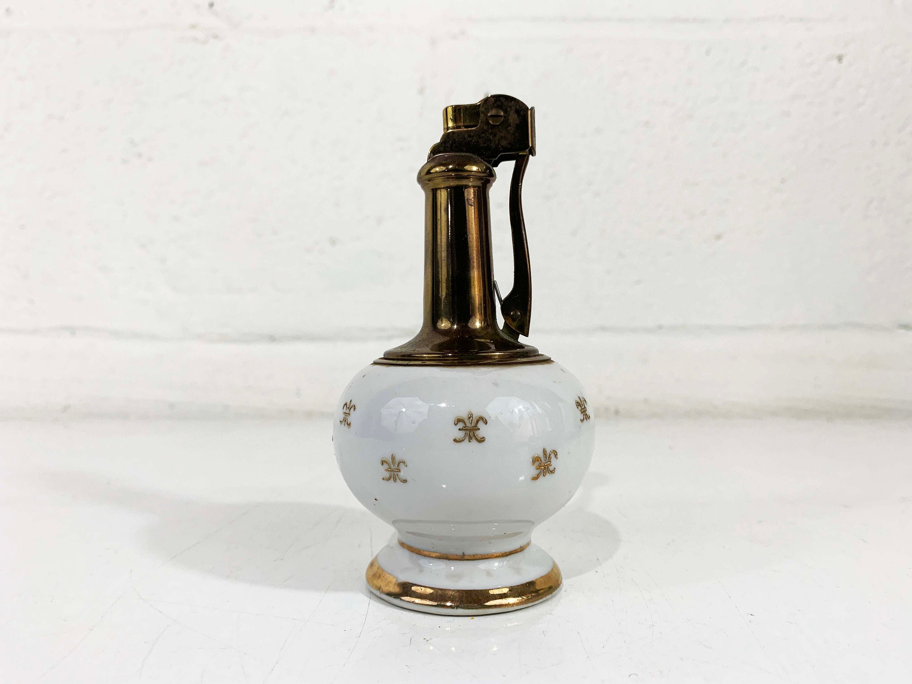 Vintage Mid Century Table Lighter Ceramic Collectible Ceramic Chrome ...