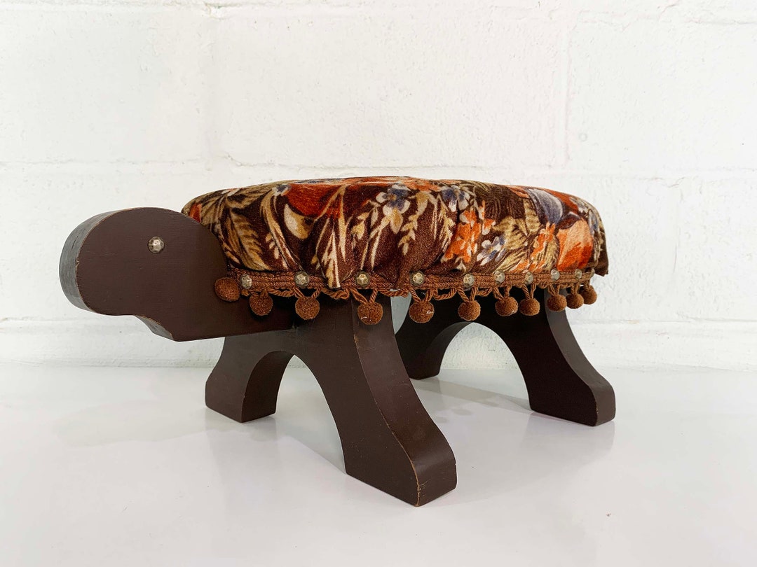 Vintage Turtle Footstool Ottoman Retro Mid-century 1970s 70s Floral ...