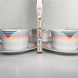 Vintage Mid Century Rainbow Teacup Saucer Set of 5 Japan 1980's Stripe ...