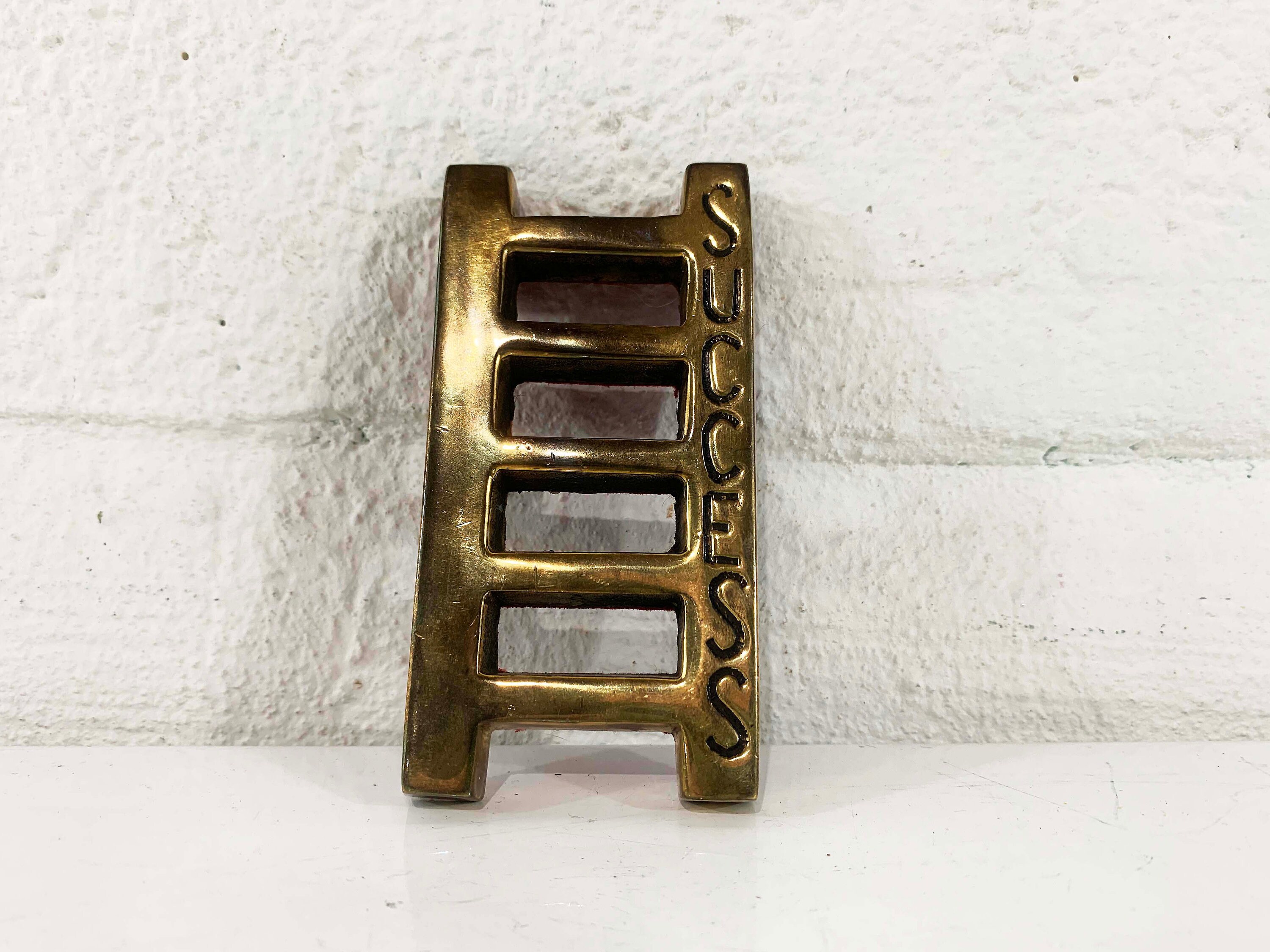 Vintage Solid Brass Paperweight Ladder to Success Mid Century Gold Gift ...