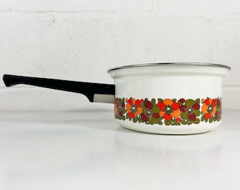 Vintage Flower Power Enamel Cookware Set Casserole Servers Roast Pan ...