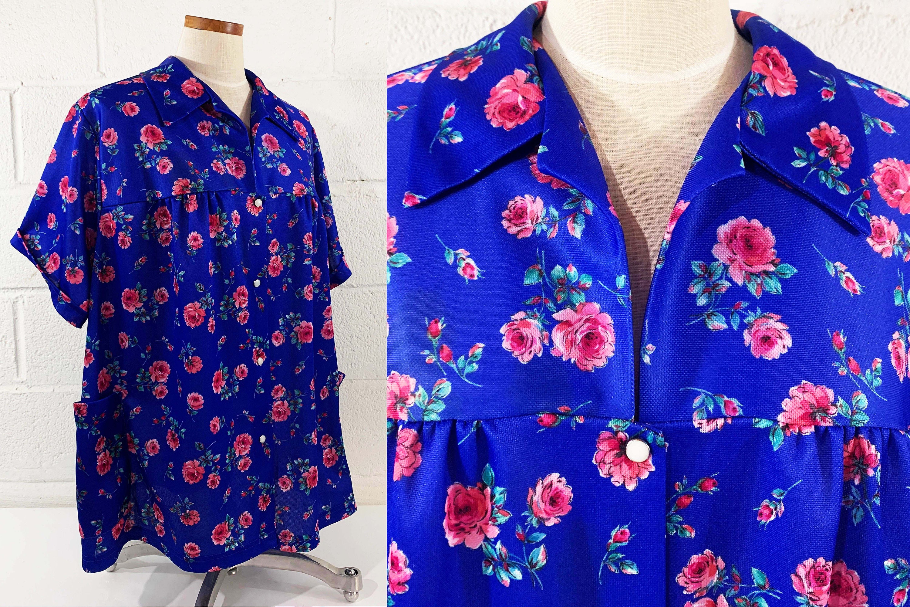 Vintage Snap Front Shirt Haband Mod Blouse Pockets Oversized Comfy ...