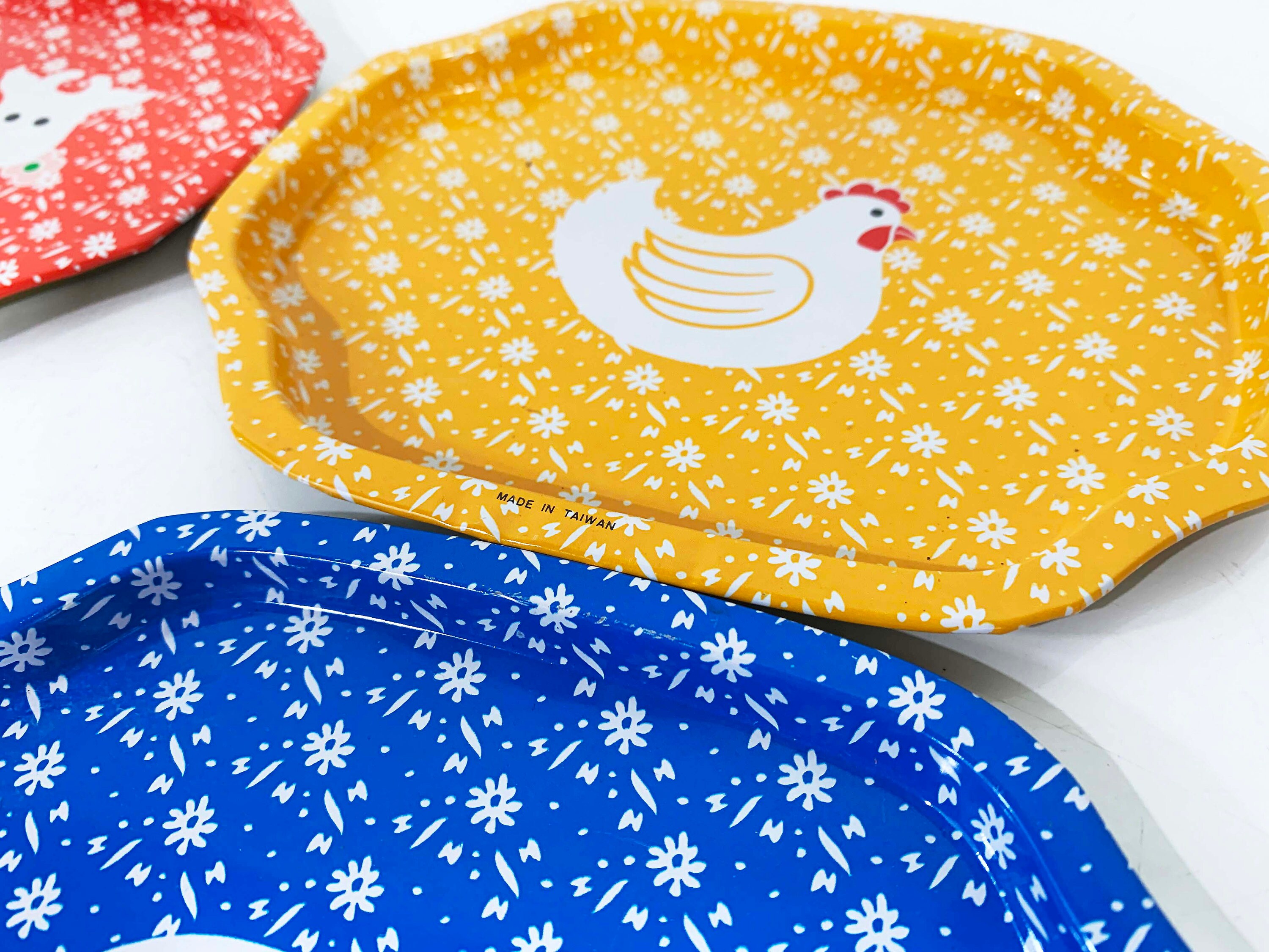 Vintage Farm Animal Trays 1980s 80s Set of Four Pig Cow Chicken Duck ...