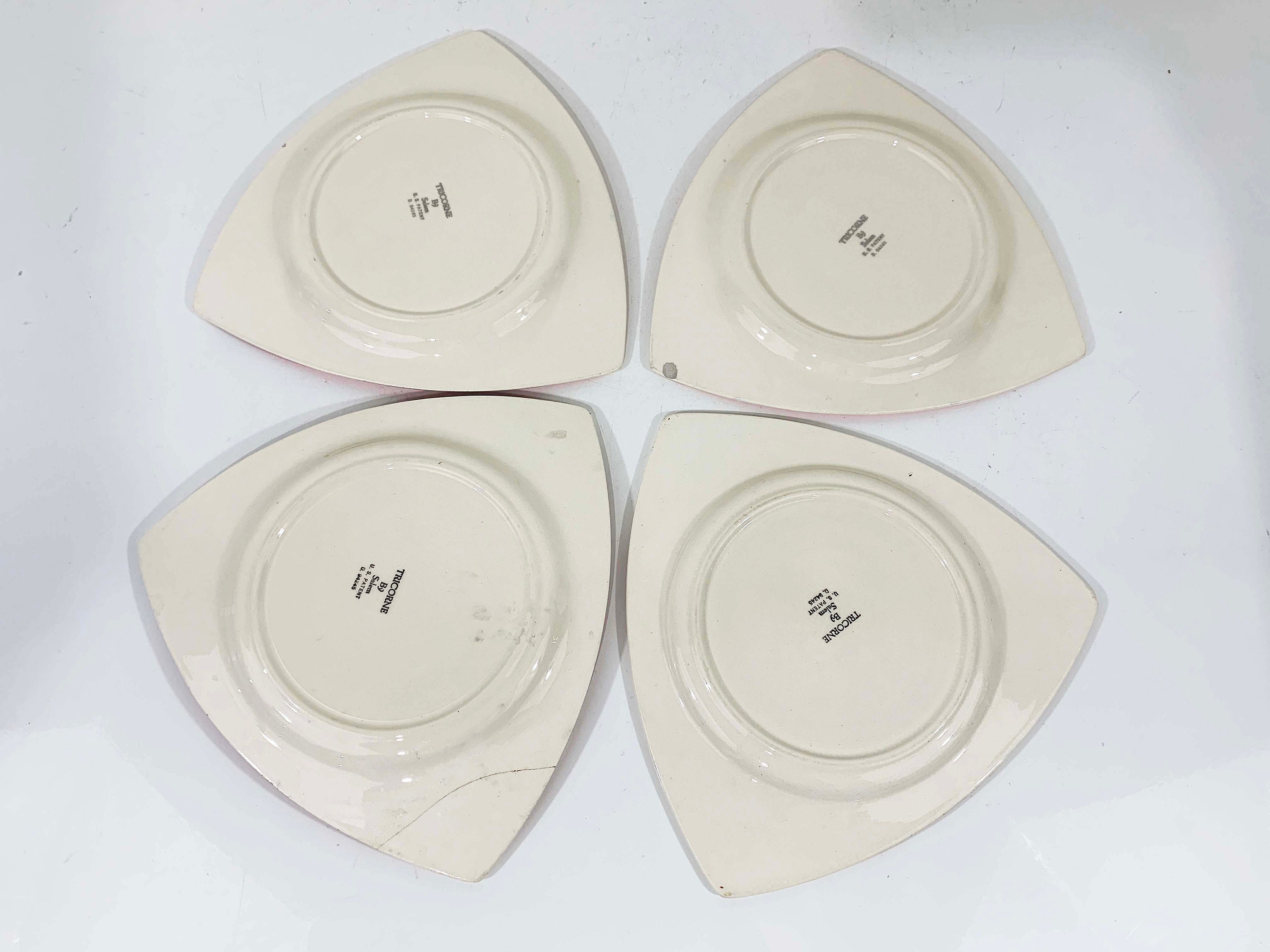 Vintage Salem Tricorne China Set of Four Dinner Plates Atomic Art Deco ...