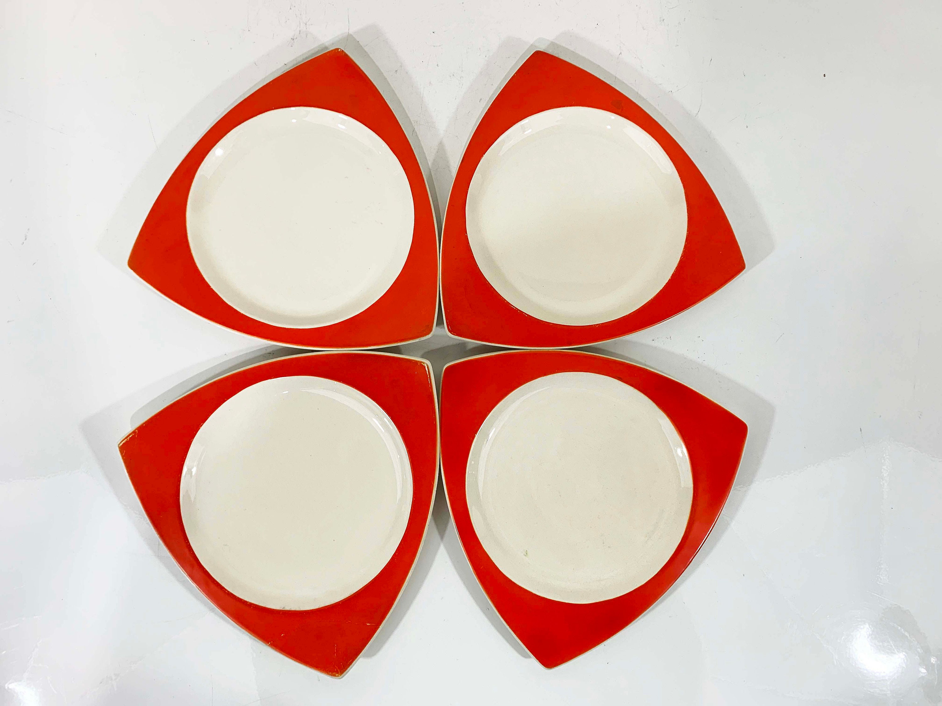 Vintage Salem Tricorne China Set of Four Dinner Plates Atomic Art Deco ...