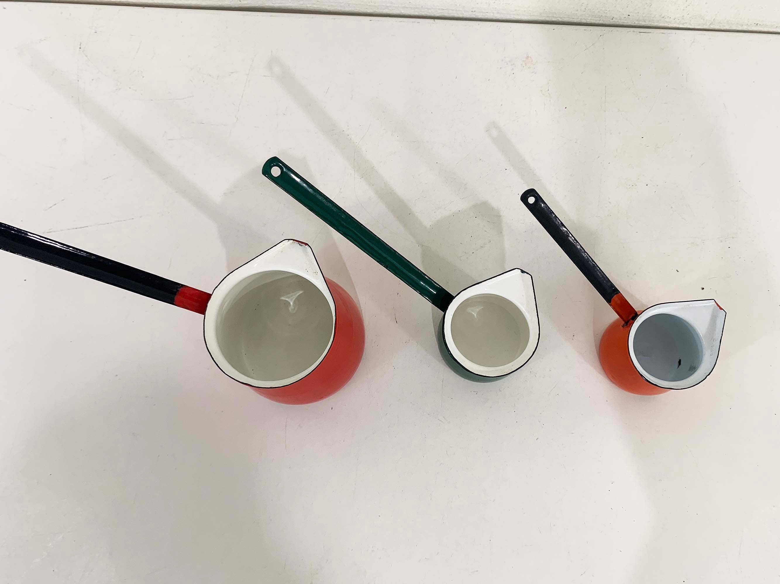 Vintage Enamelware Small Pitcher Set of 3 Pot Retro Made in Yugoslavia ...
