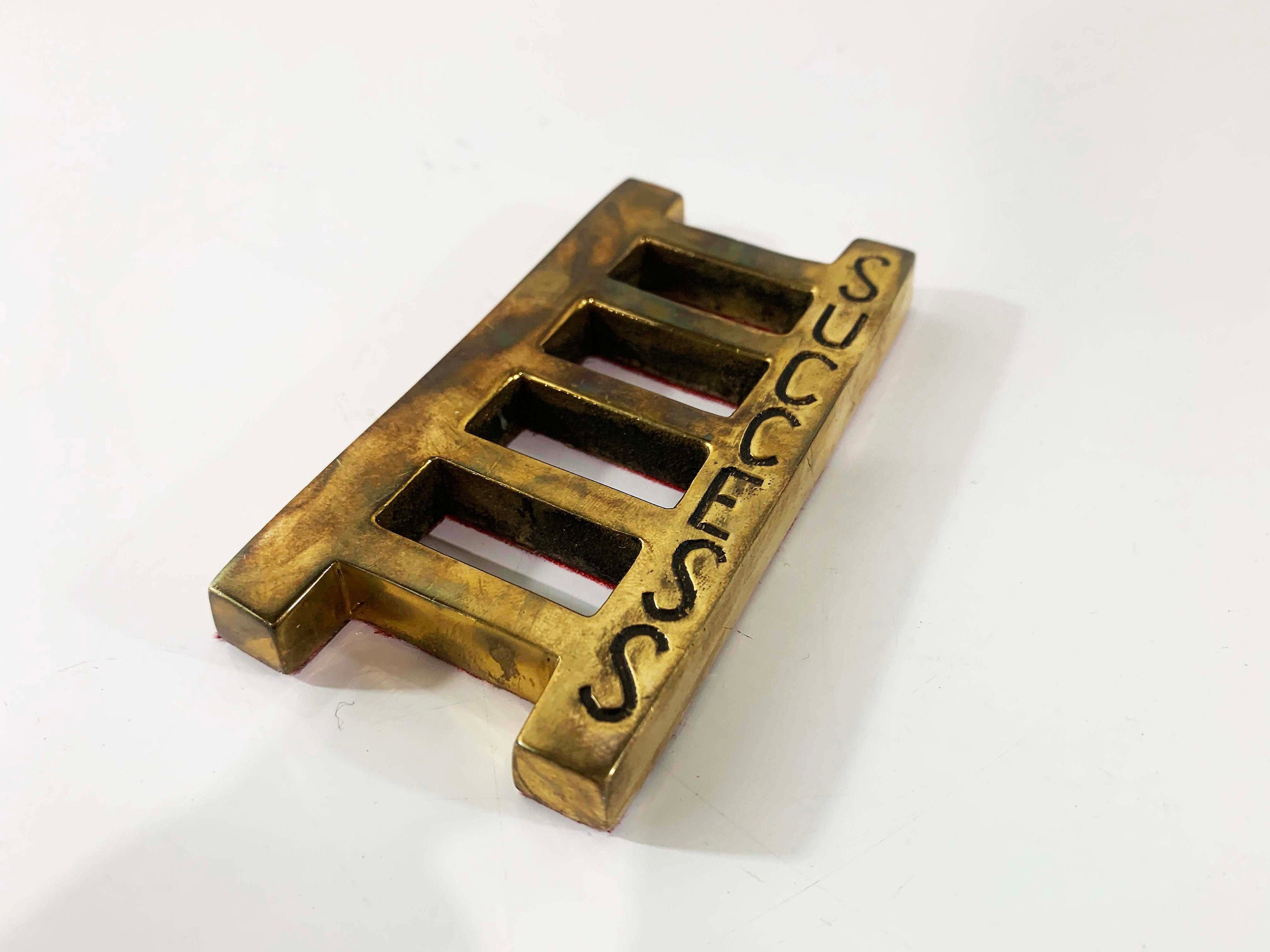Vintage Solid Brass Paperweight Ladder to Success Mid Century Gold Gift ...