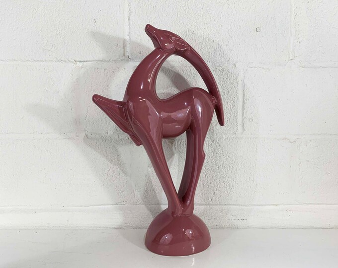 Vintage Royal Haeger Pottery Pink Antelope Statue Gazelle Ceramic Art ...