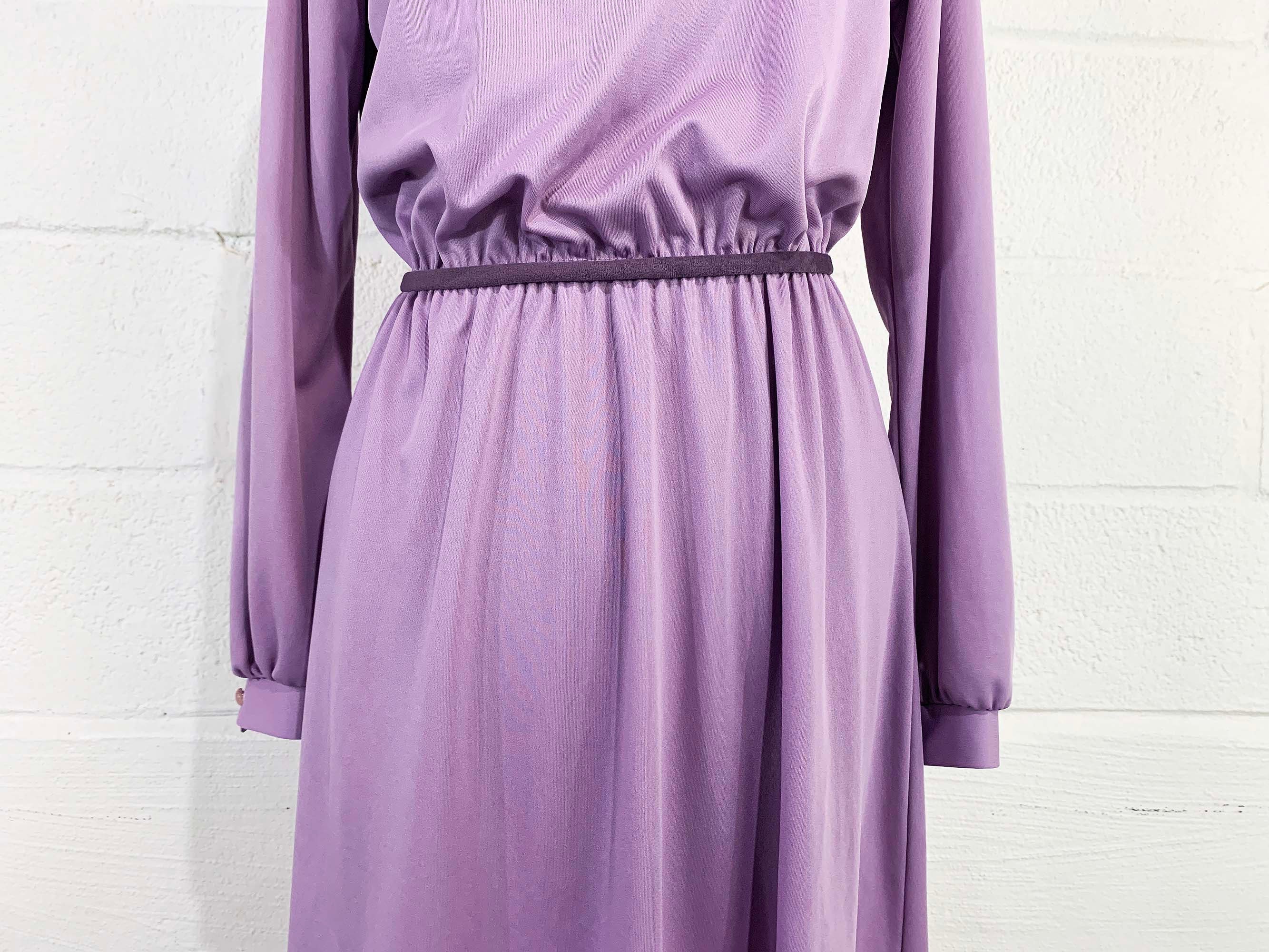 Vintage Pastel Purple Dress Midi Long Sleeve Blousy Peasant Sleeves ...