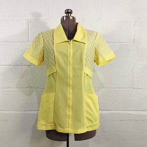 Vintage Waitress Uniform Shirt Crest 1970s 70s Yellow Restaurant ...