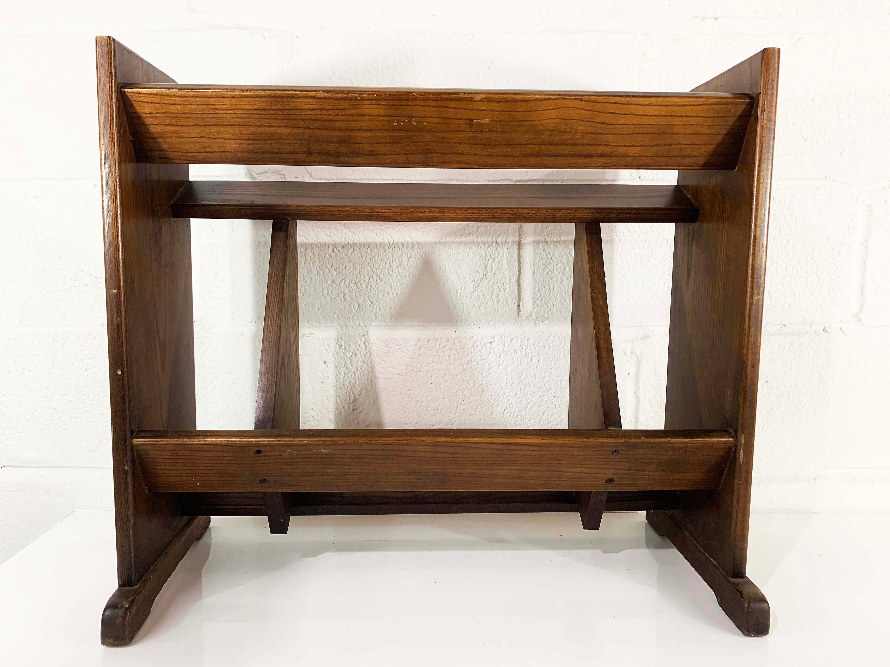 Vintage Wooden Book Stand Shelf Storage Mid-Century Retro Mantique MCM ...