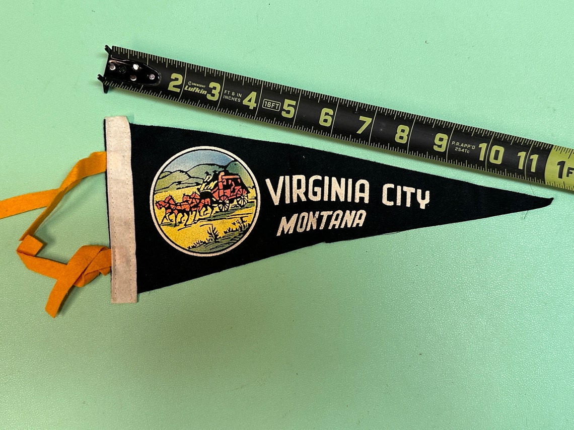 Vintage Virginia City Montana Cowboys Horse MINI Pennant Flag Banner ...