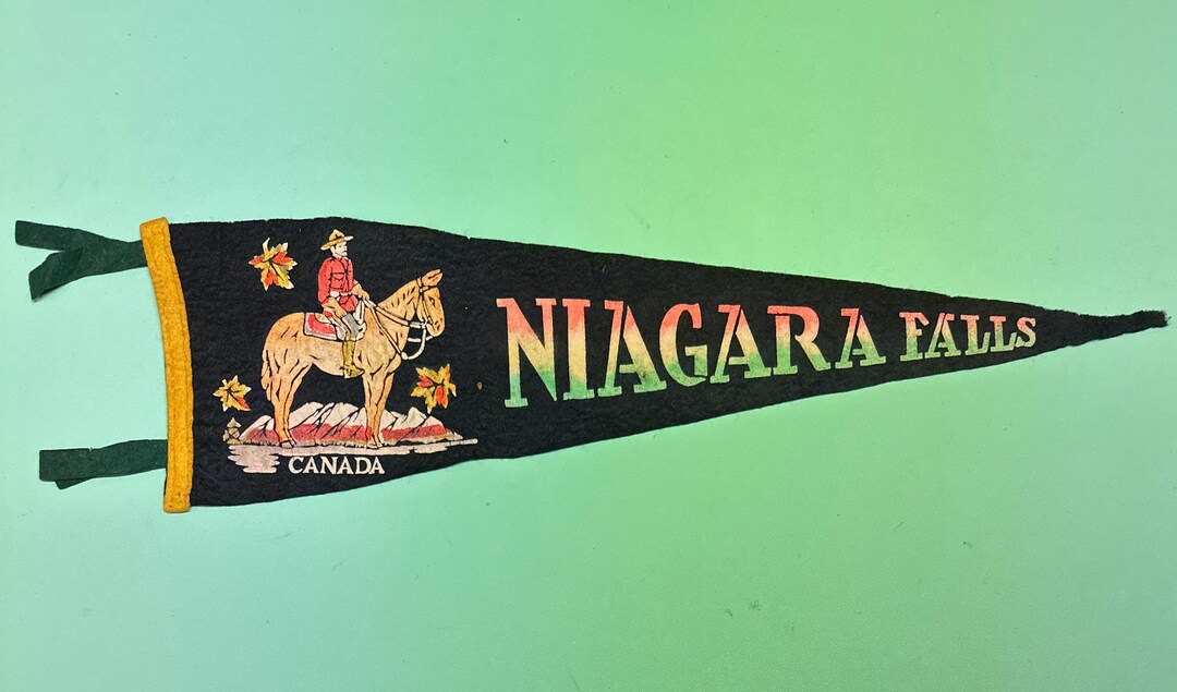 Vintage 1950s Niagara Falls Buffalo New York Canada Pennant Flag Banner ...
