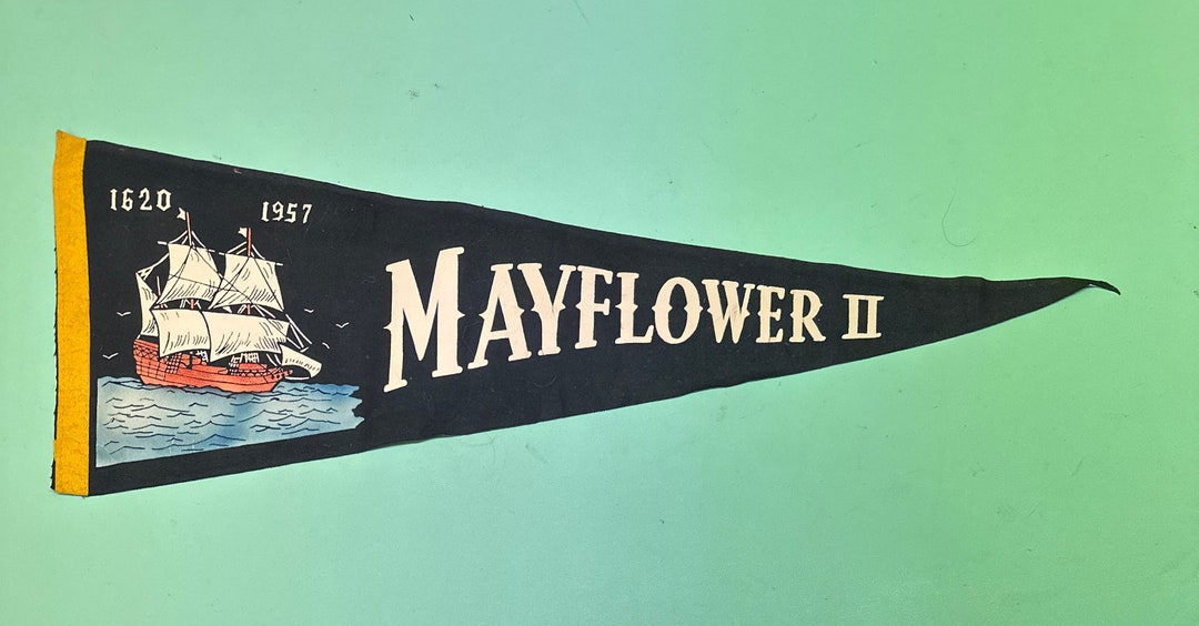 1950's Vintage Mayflower 2 II Boat Ship America Columbus Pennant 8.5x26 ...