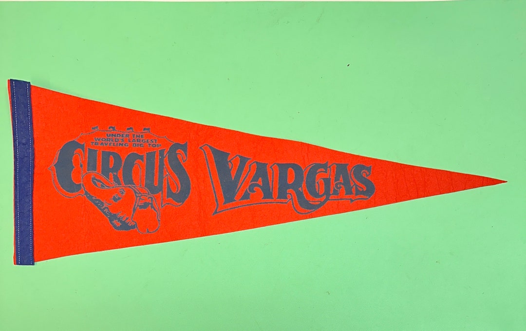 Vintage 1970's Vargas Clown Tiger Circus Clown Pennant Flag Banner 9x24 ...