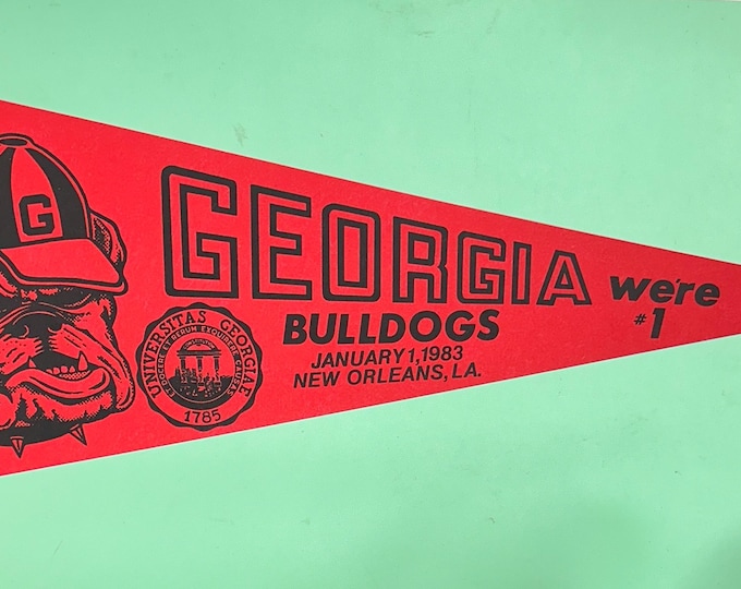 1983 Vintage Georgia Bulldogs College University Pennant Flag Banner ...