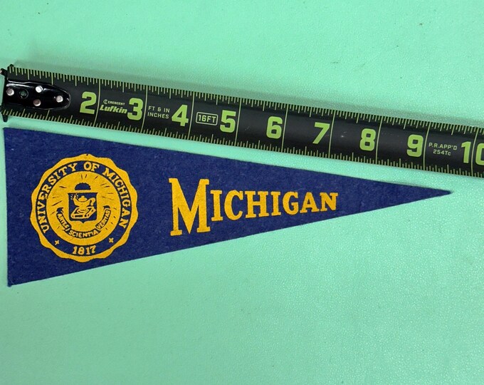 1950's Vintage Michigan Wolverines College University MINI Pennant Flag ...