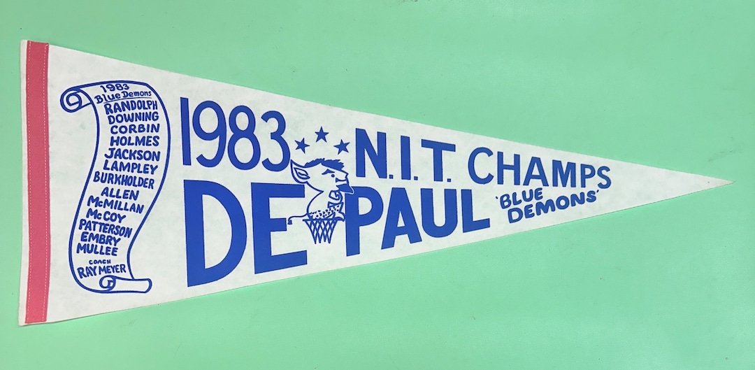Vintage 1983 Depaul Blue Demons Chicago Basketball University Pennant ...