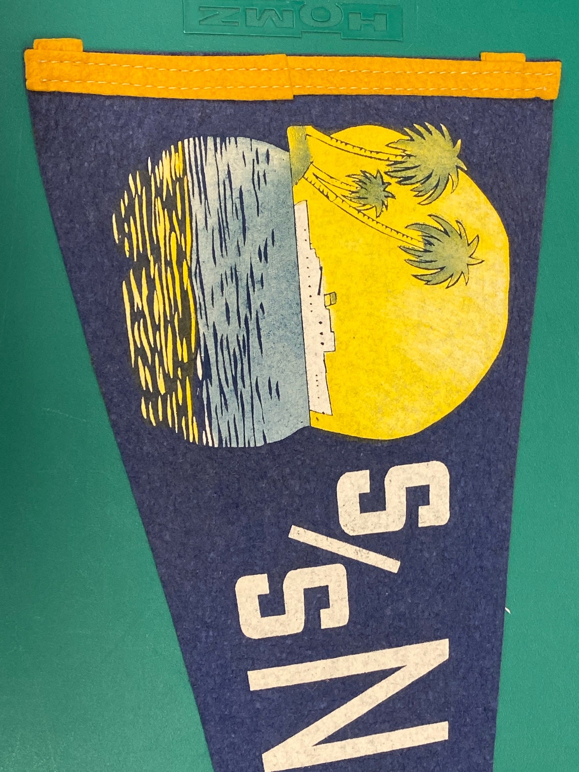 Vintage 1950's SS Nassau ship boat palm tree Pennant Flag | Etsy