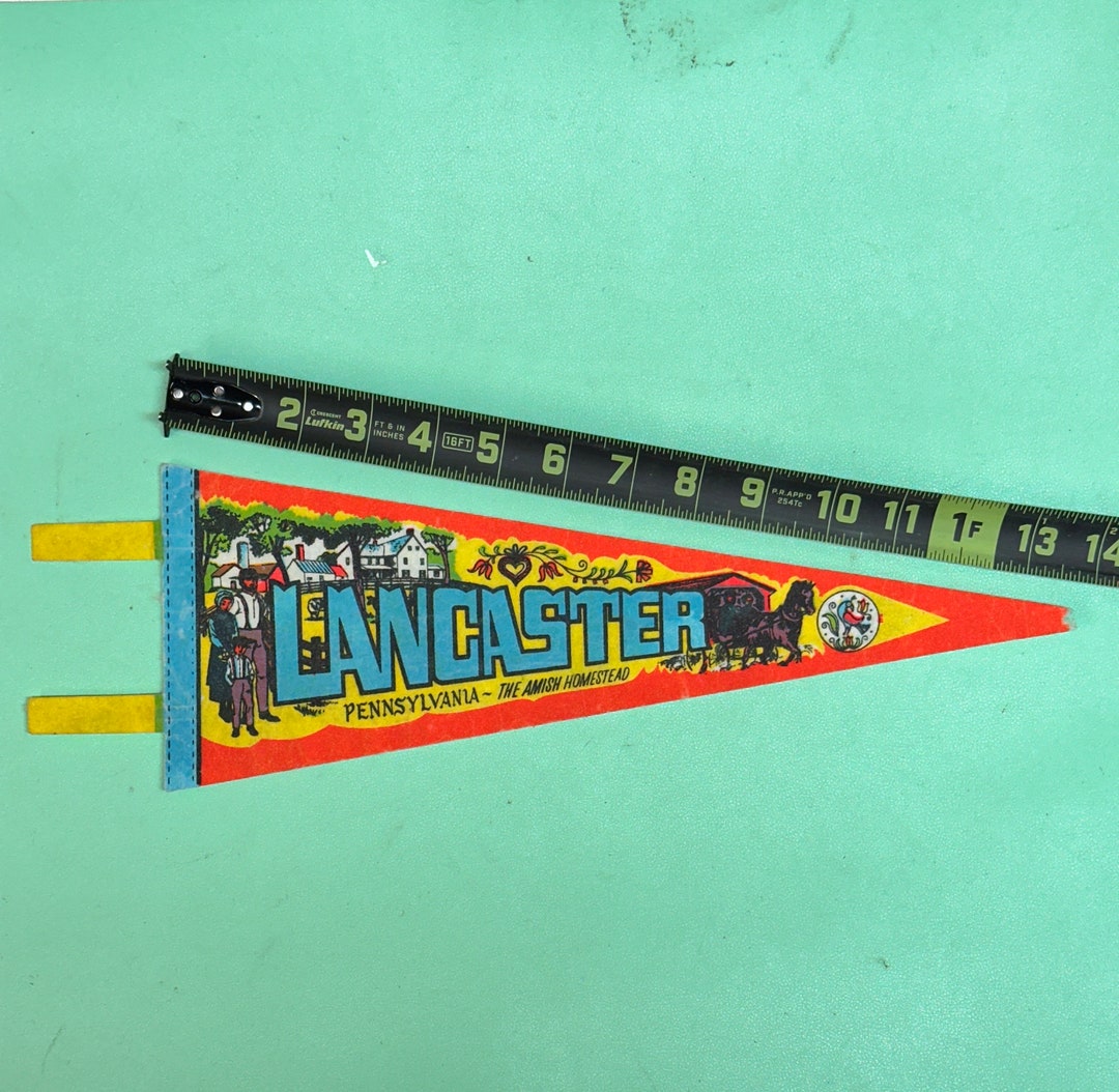 1970's Vintage Lancaster Amish Homestead Pennsylvania Pennant Flag ...