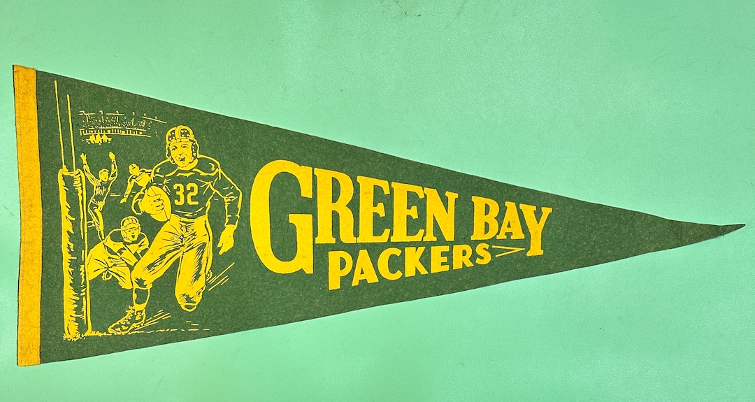 Vintage 1960s Green Bay Packers NFL Football Pennant Flag Banner 11 ...