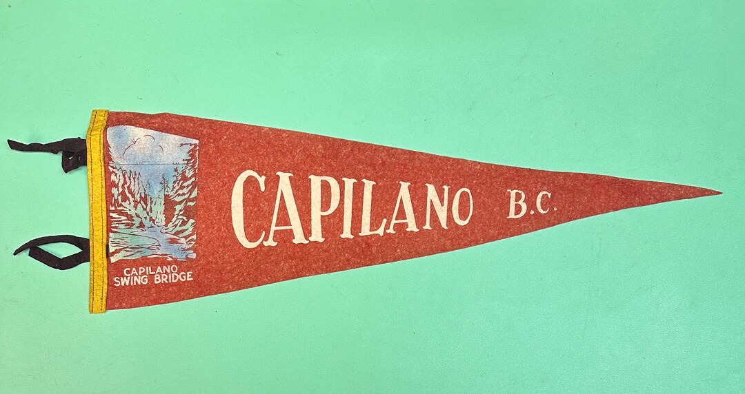 Vintage 1960s Capilano Swing Bridge Bc British Columbia Canada Pennant ...