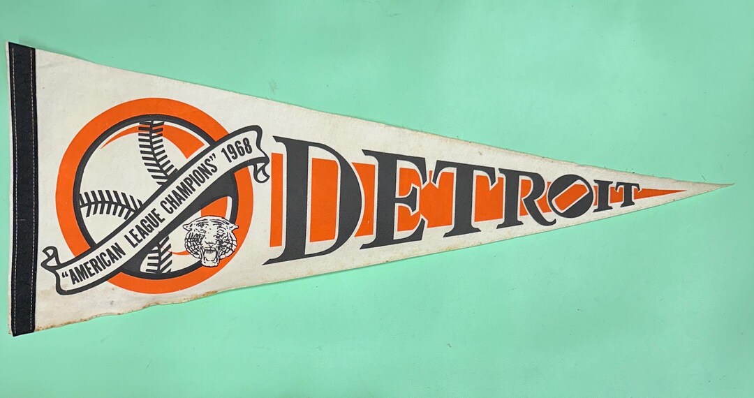 1968 Detroit Tigers Pennant Mlb Baseball Michigan Vintage 11.5x29.5 ...