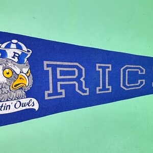 Vintage Rice Owls College University Full Size Pennant Flag Banner ...