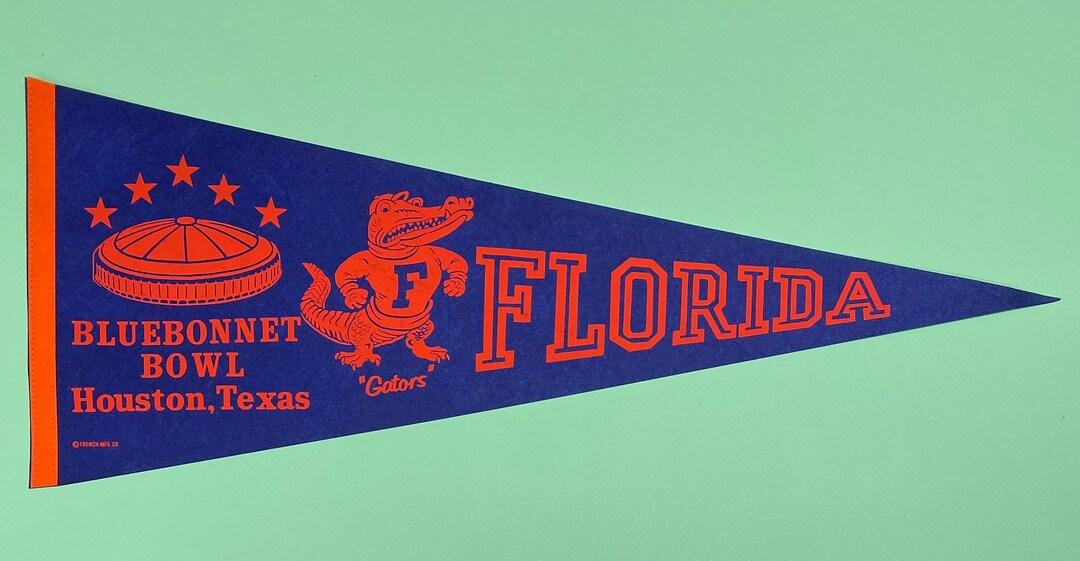 Vintage Florida Gator University Pennant 12x30 Football Bluebonnet Bowl ...