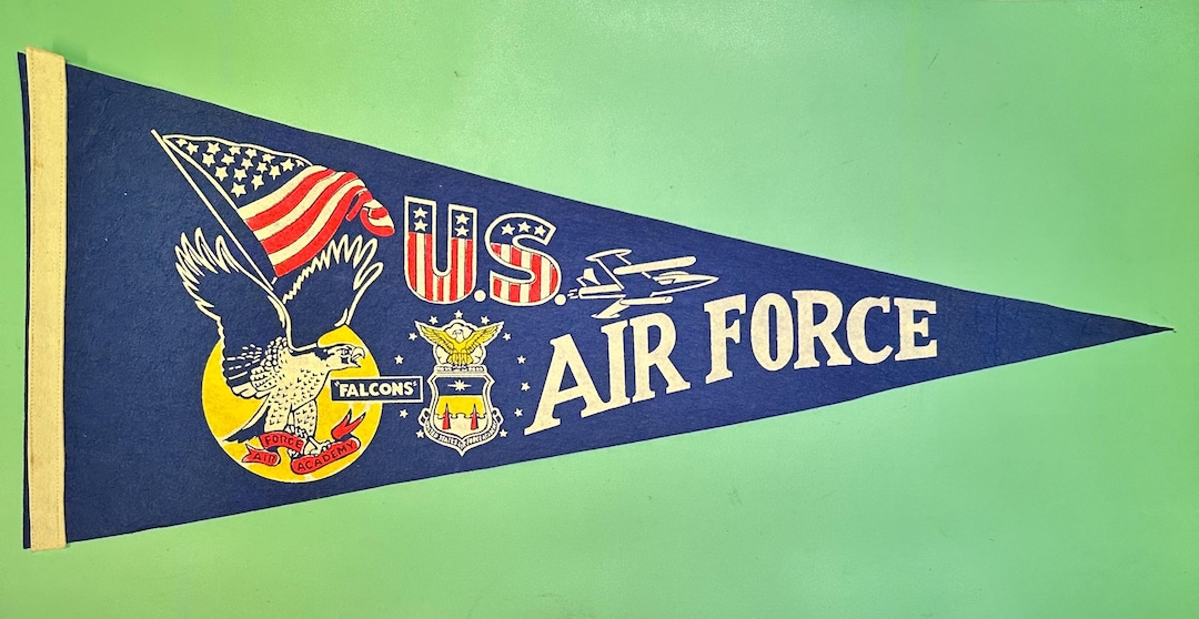 1960s Vintage United States Air Force Academy Gyrfalcon Falcons Pennant ...