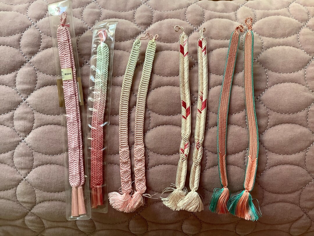 Japanese Haori Himo, Haori Ties Strings With Tassels Silk, Japan, Pinks ...