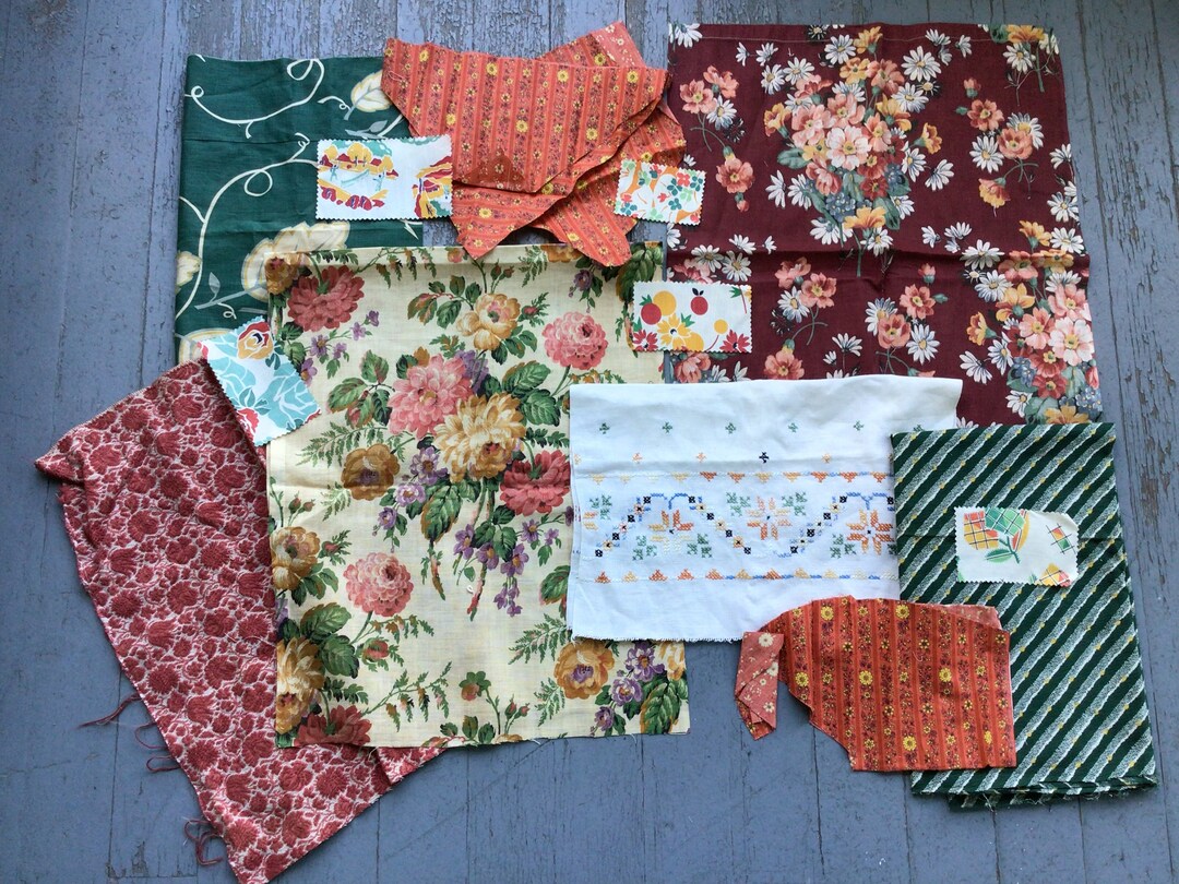 Vintage Fabric Pieces W Cross Stitch, 1930s, 1940s - Etsy