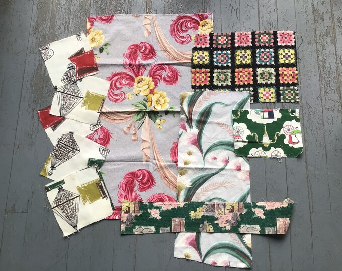 Vintage Fabric Pieces, Mid Century Barkcloth - Etsy