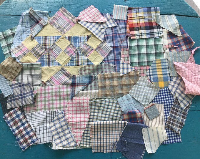 Antique Fabric Pieces, Checks and Plaids, 1900-1930 - Etsy