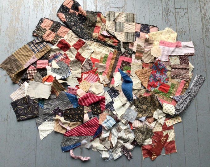 Antique Fabric Scraps, Pieces and Patchwork, Half Pound Bag, 1870s-1900 ...