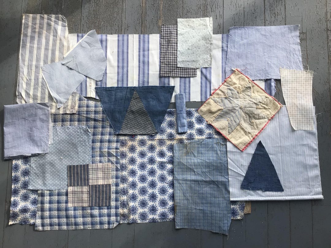 Antique Fabric Group, Early 1900s Blue and White Group - Etsy