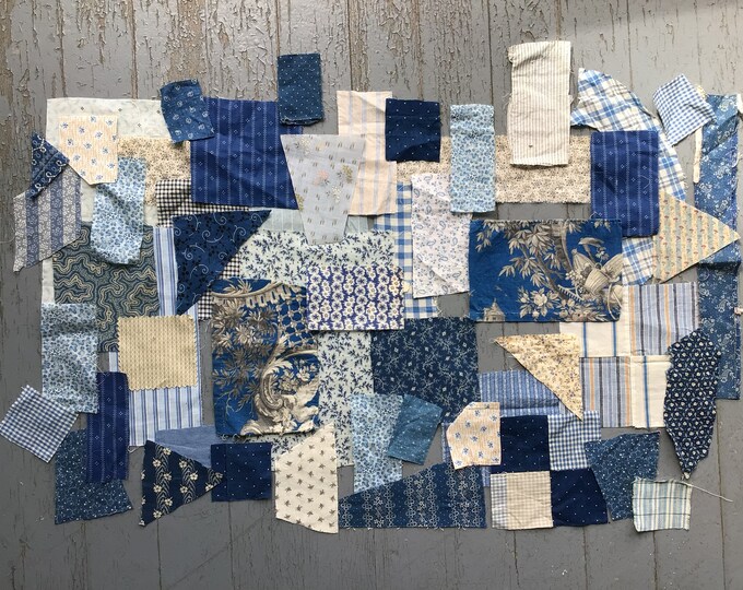 Antique Fabric Pieces, Shades of Blue, 1870-1900 - Etsy