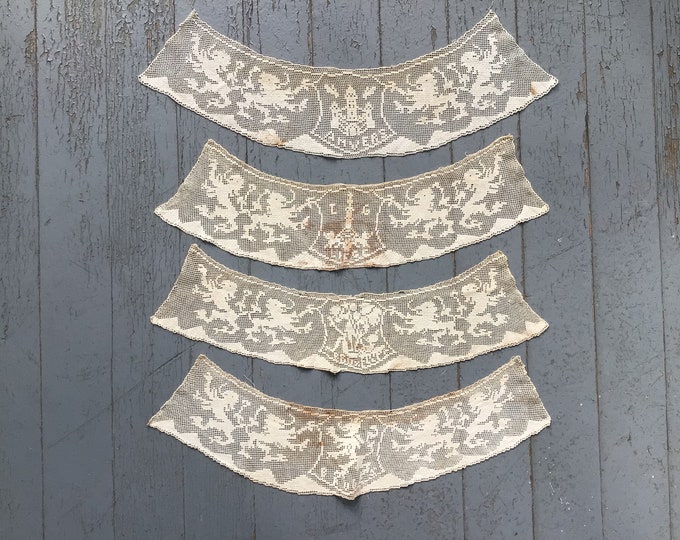 Set of Four Filet Net Borders With Lions, Antique - Etsy