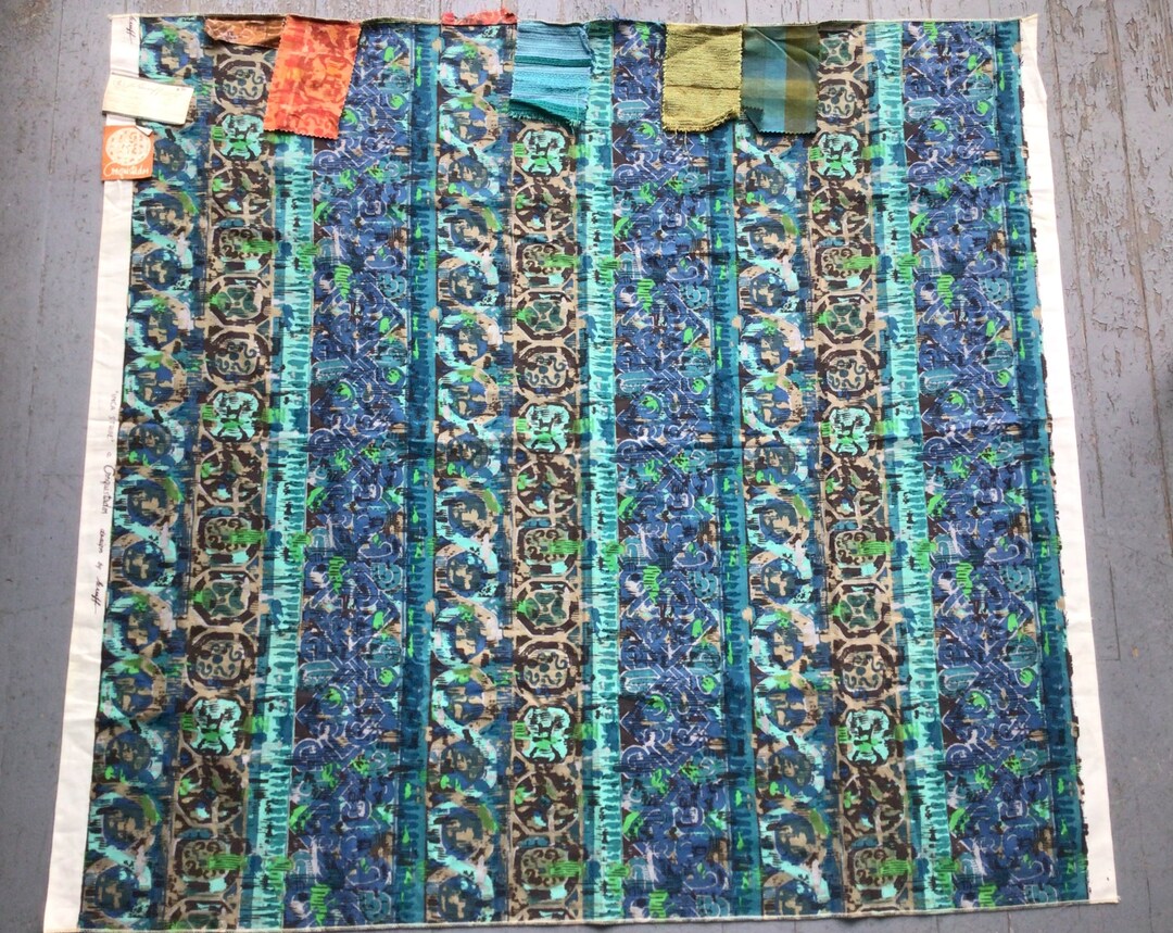 Vintage, 1963 Greef Fabric Sample With Swatches, Inca Stripe - Etsy