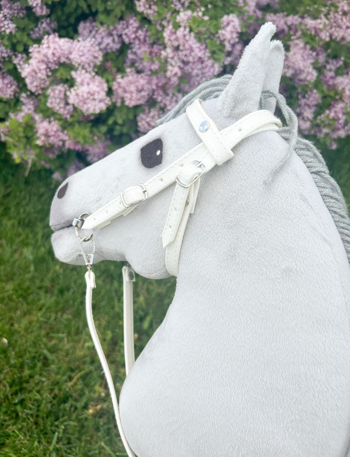 Premium Realistic Basic White Hobby Horse Snaffle Bridle and Reins With ...