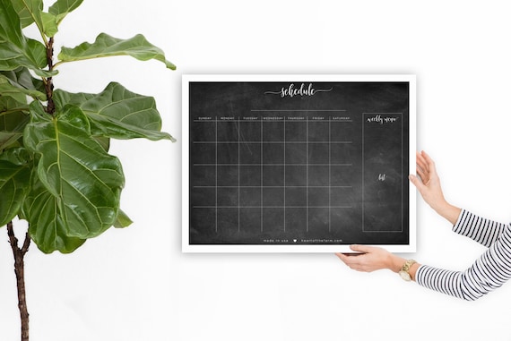 Chalkboard Wall Calendar Chalk Marker Board Dry Erase | Etsy