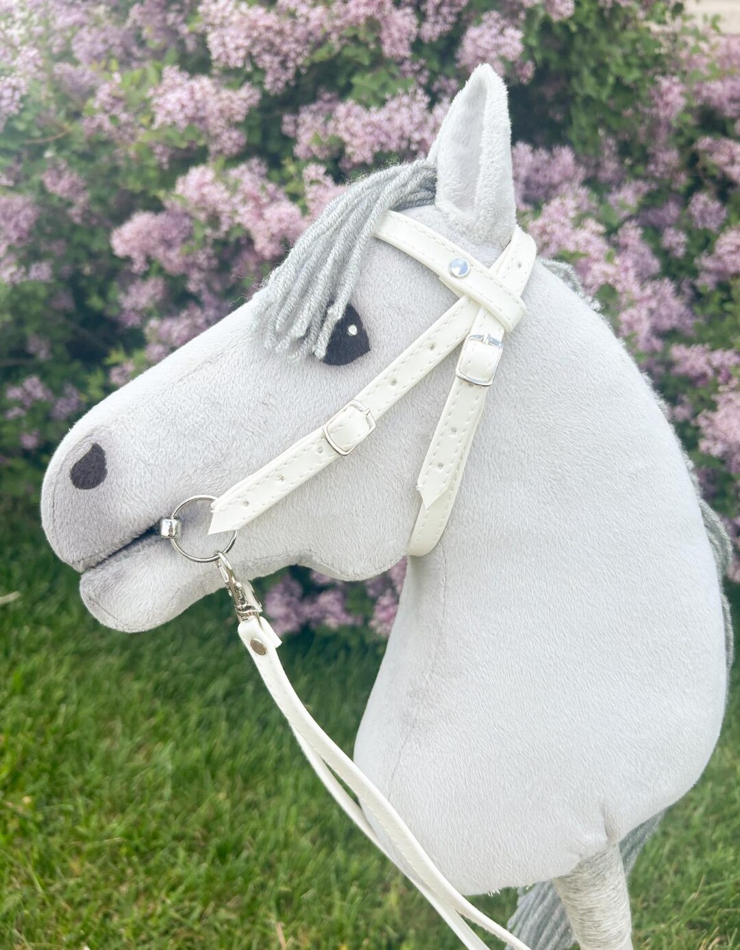 Premium Realistic Basic White Hobby Horse Snaffle Bridle and Reins With ...
