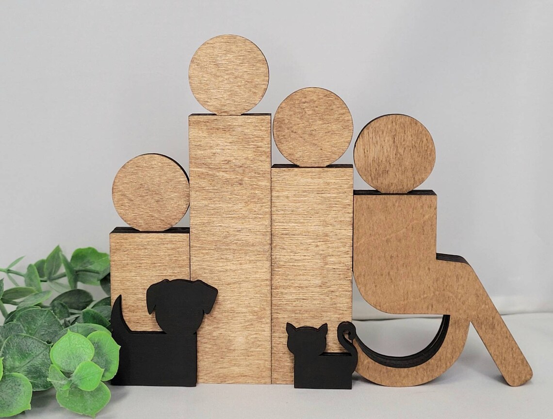 Wooden Family Block Family Figures Tiered Tray Decor Shelf - Etsy
