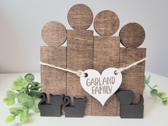 Wooden Family Block Family Figures Tiered Tray Decor Shelf | Etsy