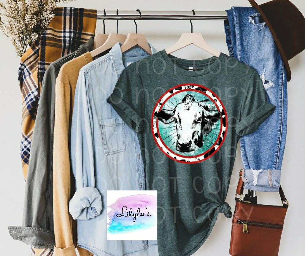 Western Cow Circle Cow Print Tee Super Soft Ships Fast | Etsy