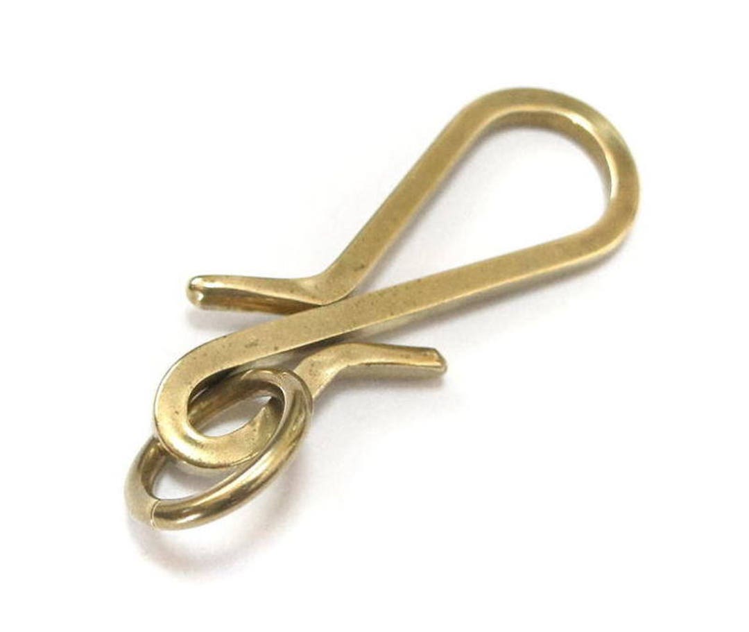 Japanese Original Design Flat Brass Fishhook Style Key Hook Chain Made ...
