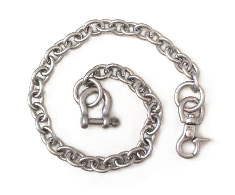 Brass Matte Silver Oval Safety Wallet Chain 35cm 40cm 45cm Made in ...