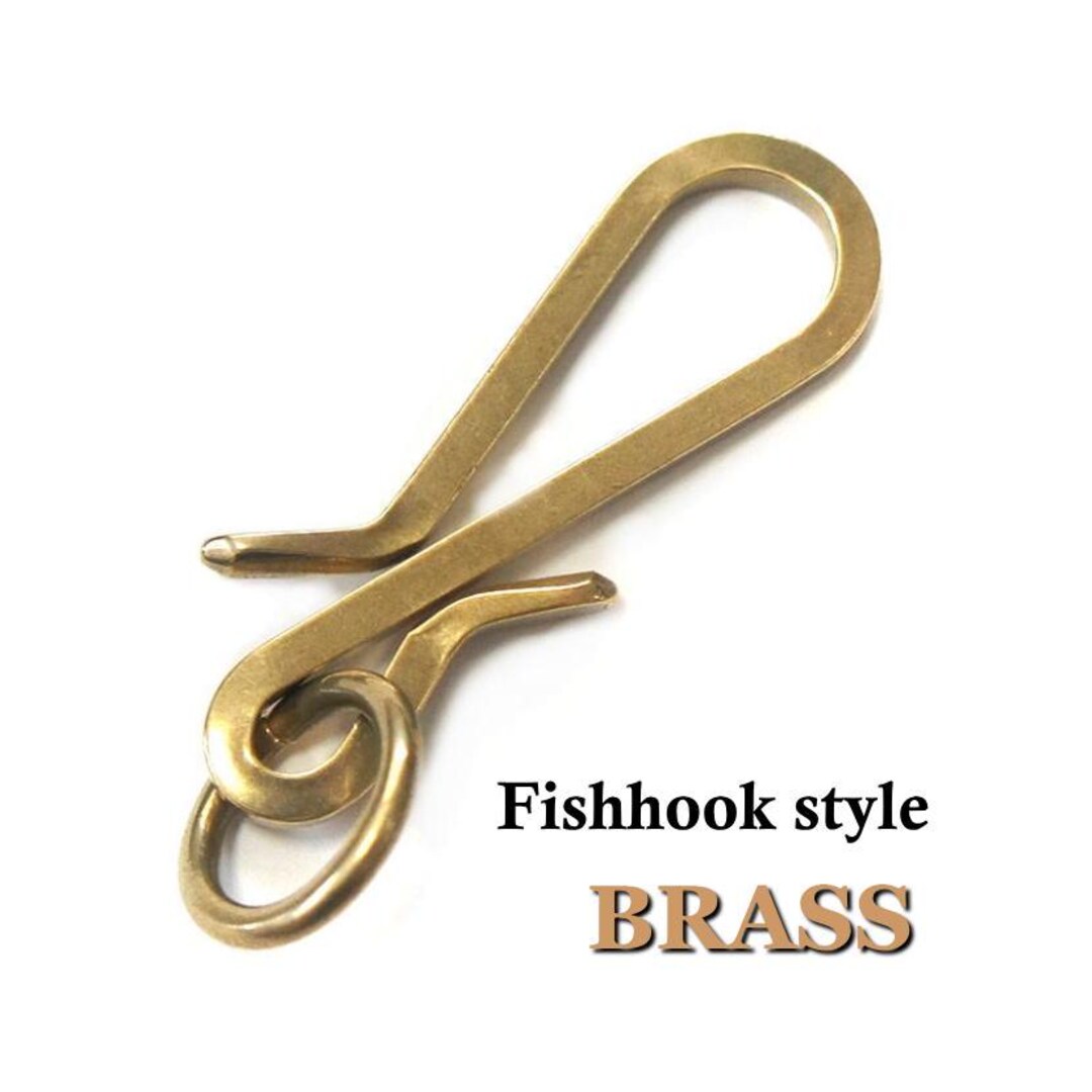 Japanese Original Design Flat Brass Fishhook Style Key Hook Chain Made ...